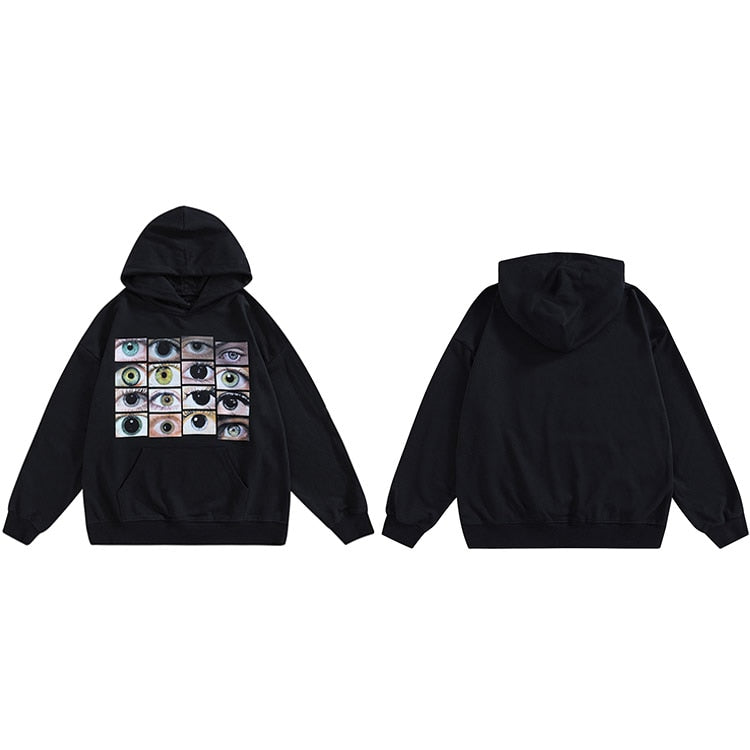 Multiple Eyes Hoodie - Oversized Y2K Streetwear – Haruja