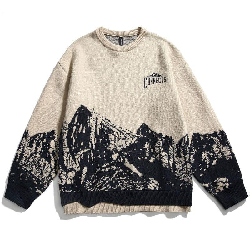 Vintage Knitted Mountain Sweater - Oversized Y2K Streetwear – Haruja